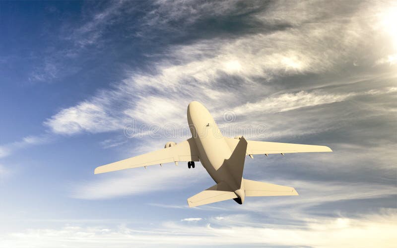 Airplane Flying in the Clouds Stock Photo - Image of tourism, flight ...