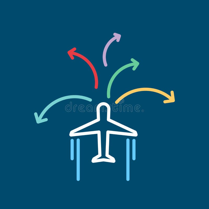 Airplane Flying with Colorful Arrows. Vector Illustration, Flat Design ...