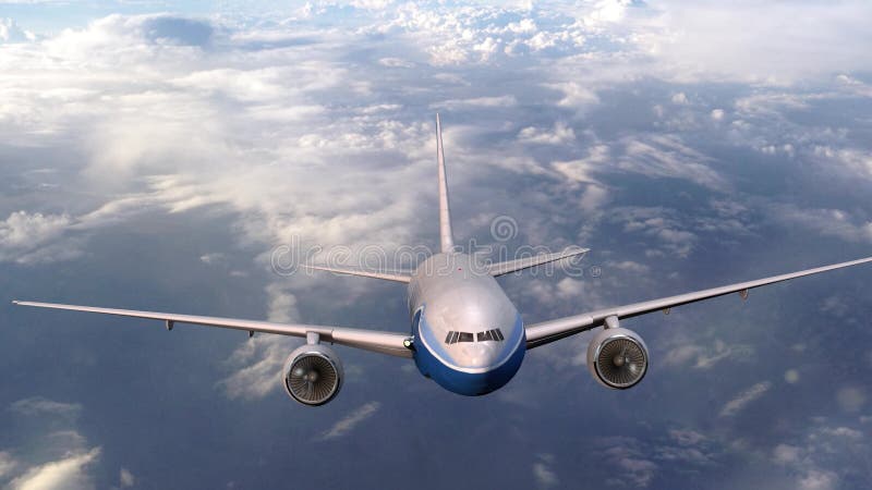Airplane Flying High Above the Clouds. Large Passenger Airliner in the ...