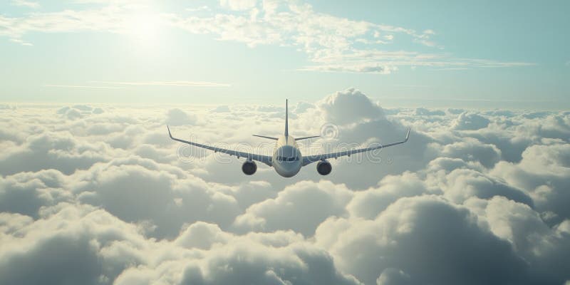 Airplane Flying High Above Clouds Stock Image - Image of foggy ...