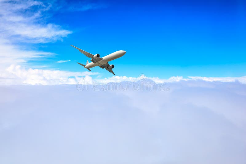 Airplane Flying at High Altitude and Beautiful High-altitude Clouds ...