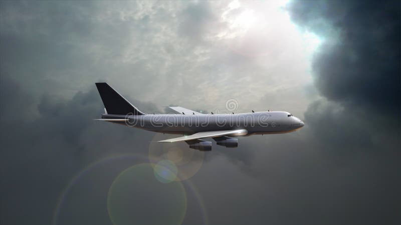 Airplane Flying through Moving Clouds Stock Video - Video of ...