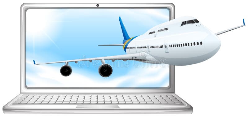 Airplane Flying Out of Computer Screen Stock Vector - Illustration of ...