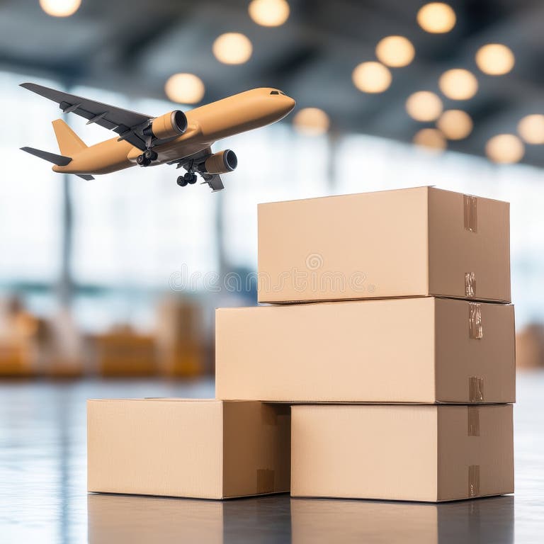 An Airplane Flying Over Boxes Symbolizing Efficient Supply Chain ...