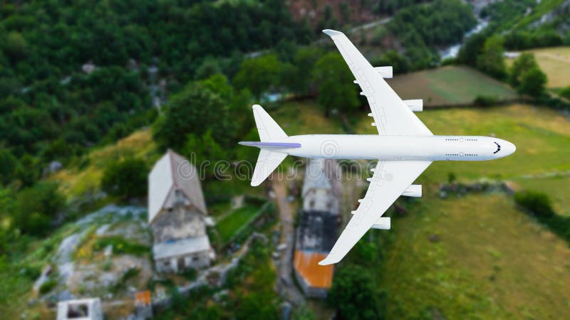 Airplane Flying Over the City Stock Illustration - Illustration of view ...