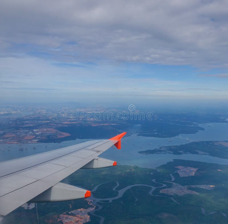 Airplane Flying Over the Country Stock Photo - Image of flying, country ...