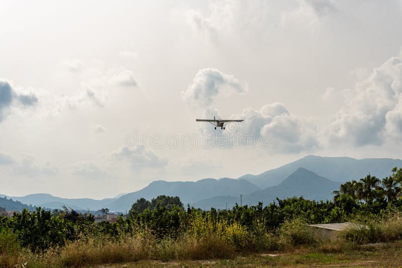 Airplane Flying Over Growing Trees Editorial Image - Image of travel ...