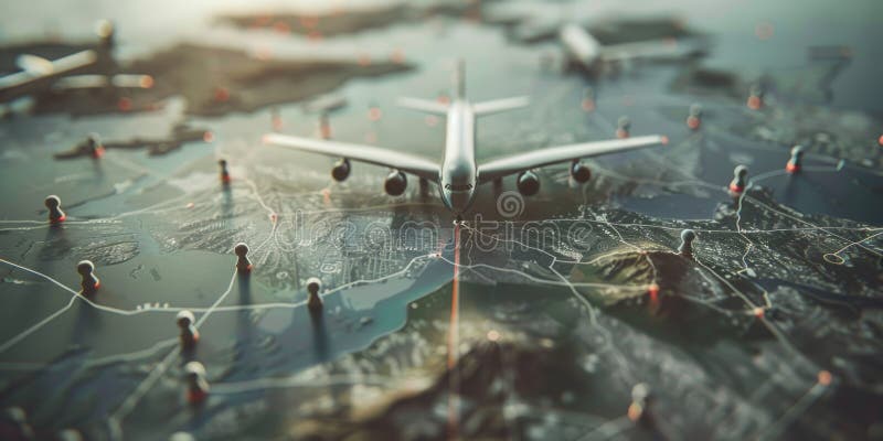 Airplane Flying Over a Map of the World, Suitable for Travel Concepts ...