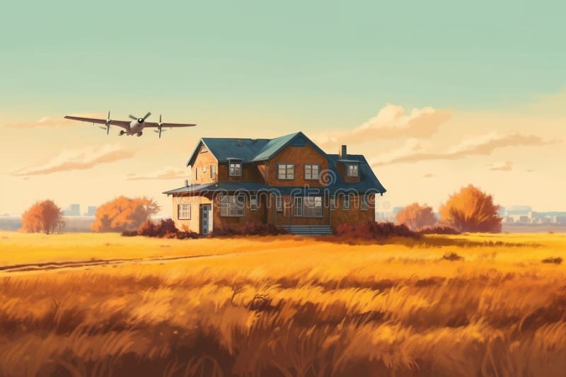 Airplane Over House Stock Illustrations – 167 Airplane Over House Stock ...