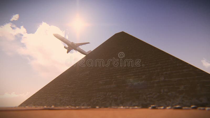 Airplane Flying Over One of Egypt Pyramids Footage Stock Footage ...