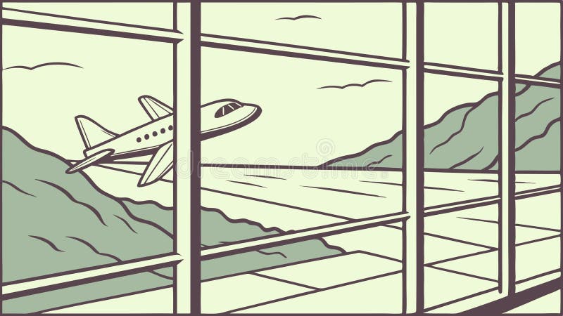 Airplane Flying Past Window, View from Inside, Vector Design Generative ...