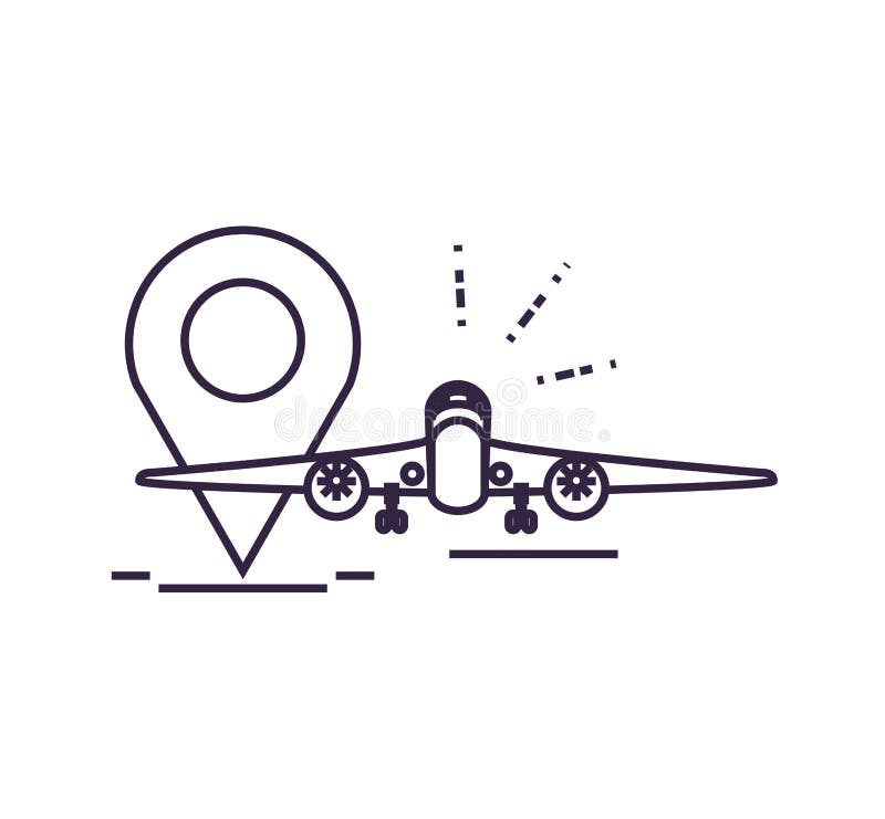 Airplane Flying with Pin Location Stock Illustration - Illustration of ...