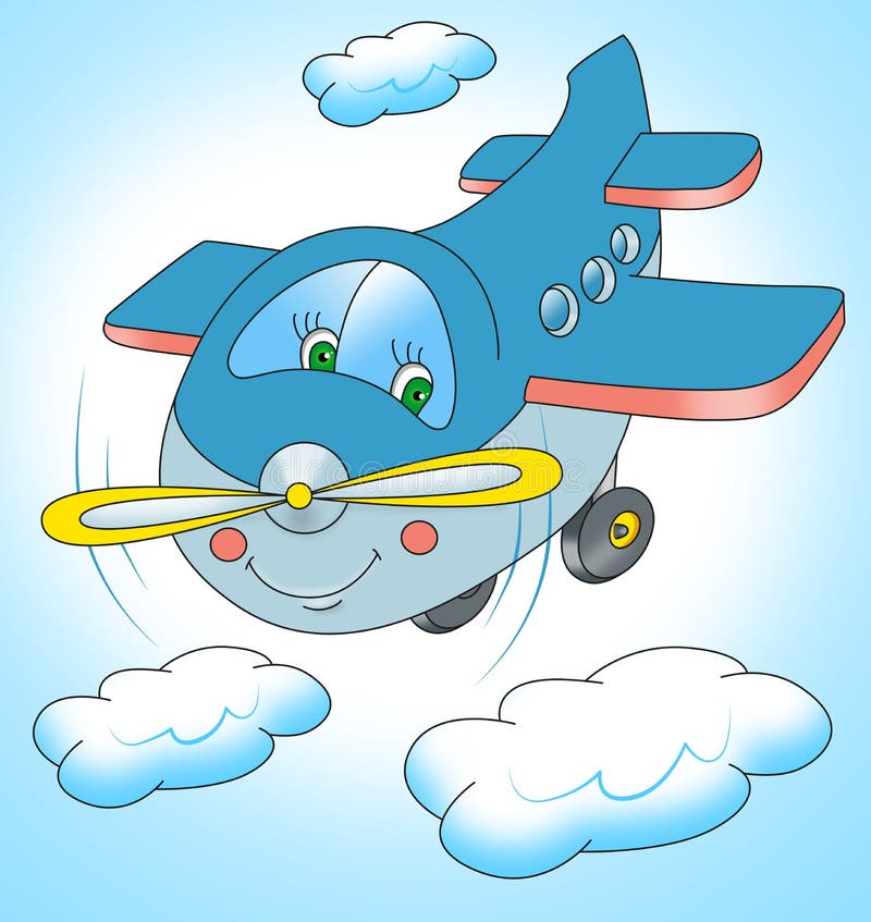 Airplane Flying in the Sky, Cartoon Stock Illustration - Illustration ...