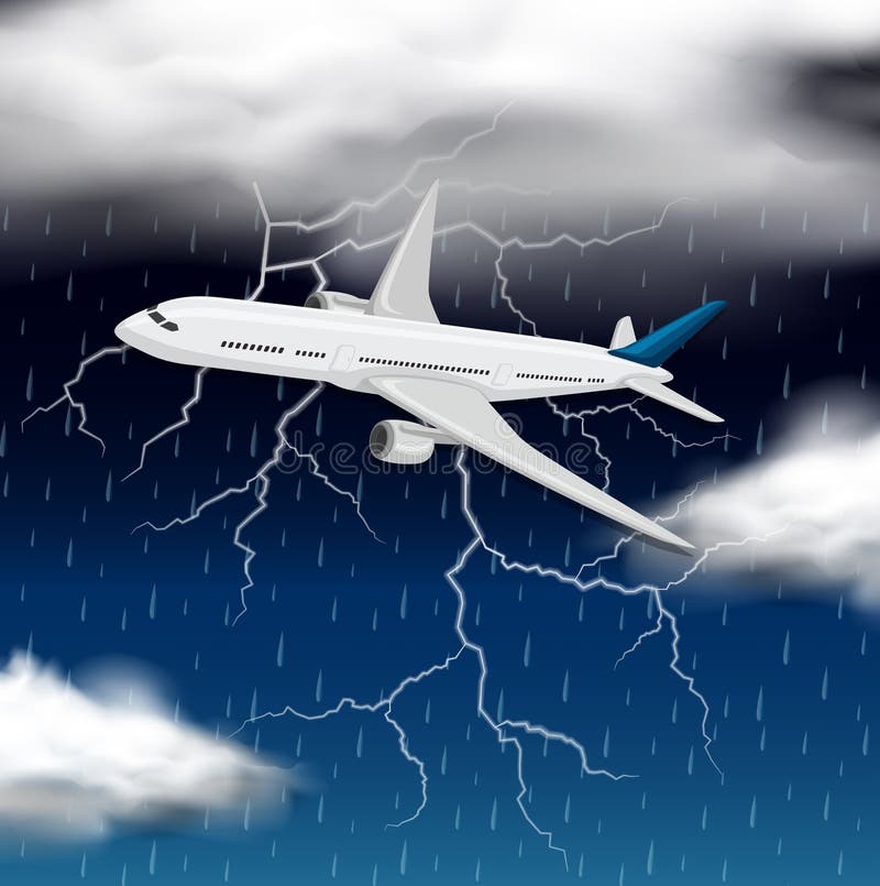 Airplane Flying through a Storm Stock Vector - Illustration of plane ...