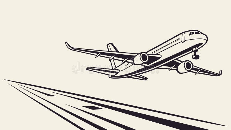 Airplane Flying Towards Abstract Horizon Graphic, Vector Design ...