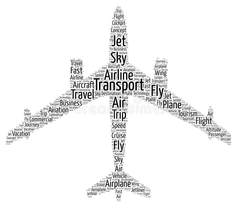 Airplane in Flight Word Cloud Stock Illustration - Illustration of ...