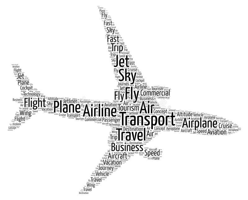 Airplane Flying Word Cloud stock illustration. Illustration of ...