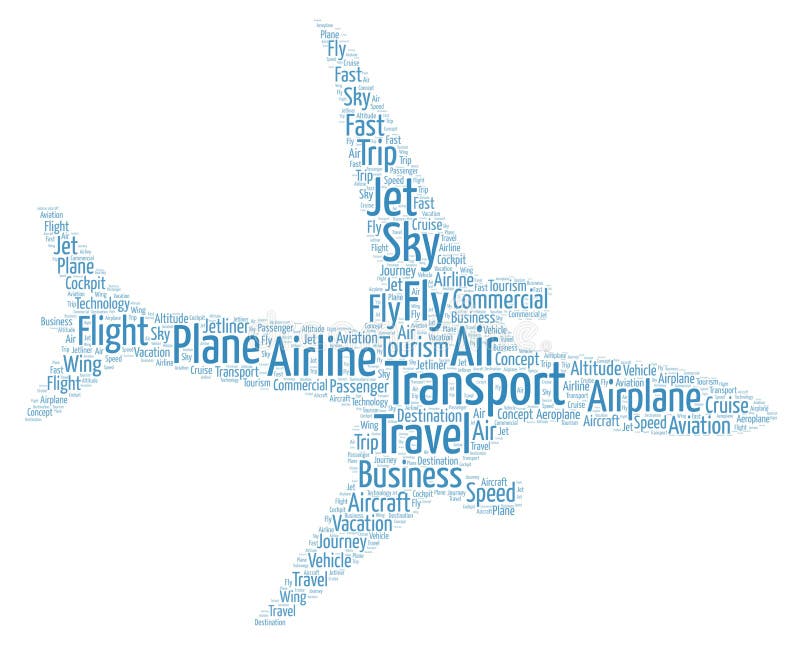 Airplane in Flight Word Cloud Stock Illustration - Illustration of ...