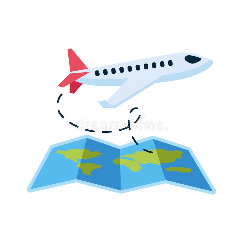 Airplane Flying with World Map Stock Vector - Illustration of ...