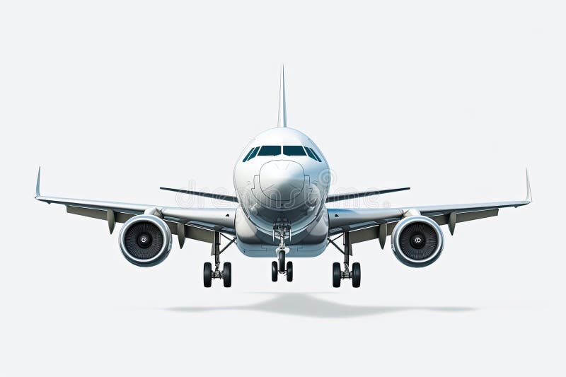 Airplane Front View Isolated on White Background. Generative AI Stock ...