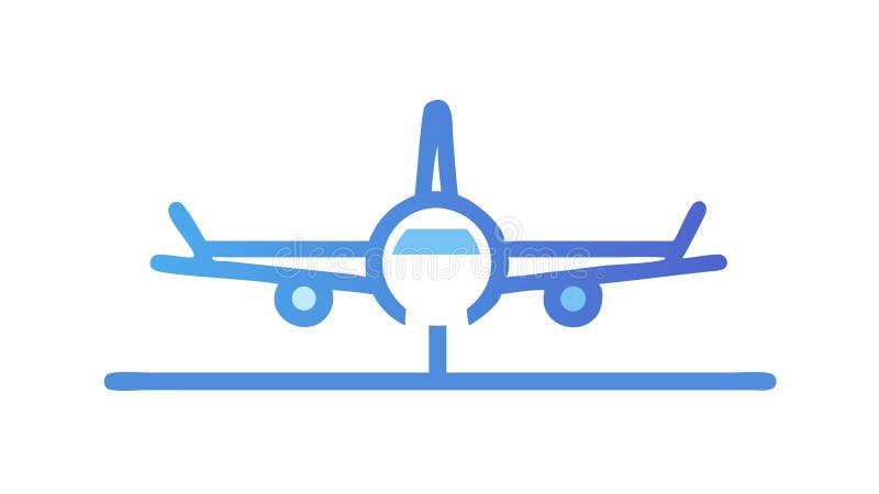 Airplane Front View Outline Vector, Aviation and Travel Graphic, Vector ...
