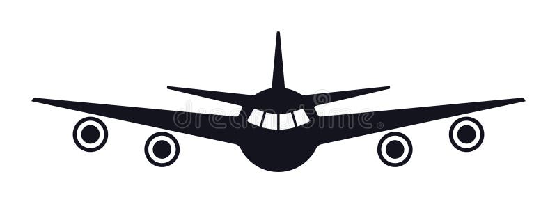 Airplane Front View Vector Icon Stock Vector - Illustration of symbol ...