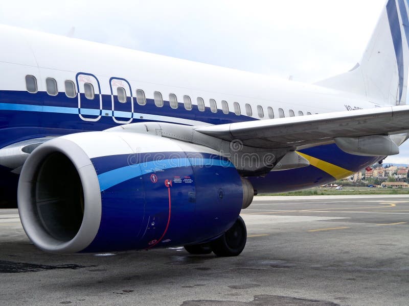 Fuselage and Wing with Engine of the Commercial Airliner in Prague ...