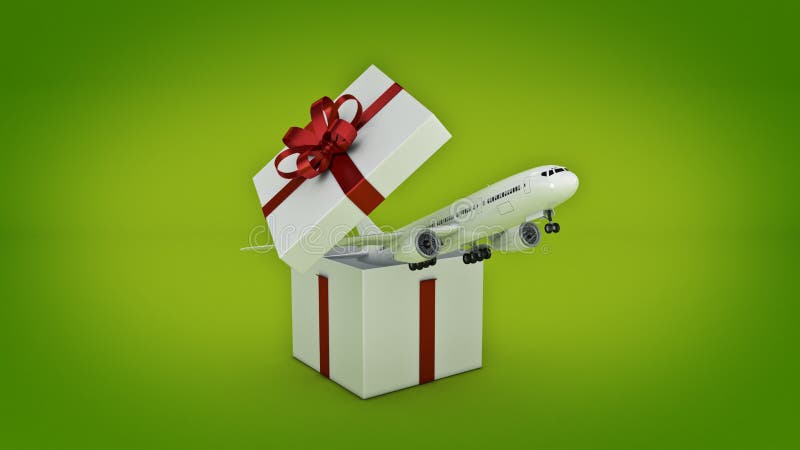 Airplane. Gift box concept stock illustration. Illustration of board ...