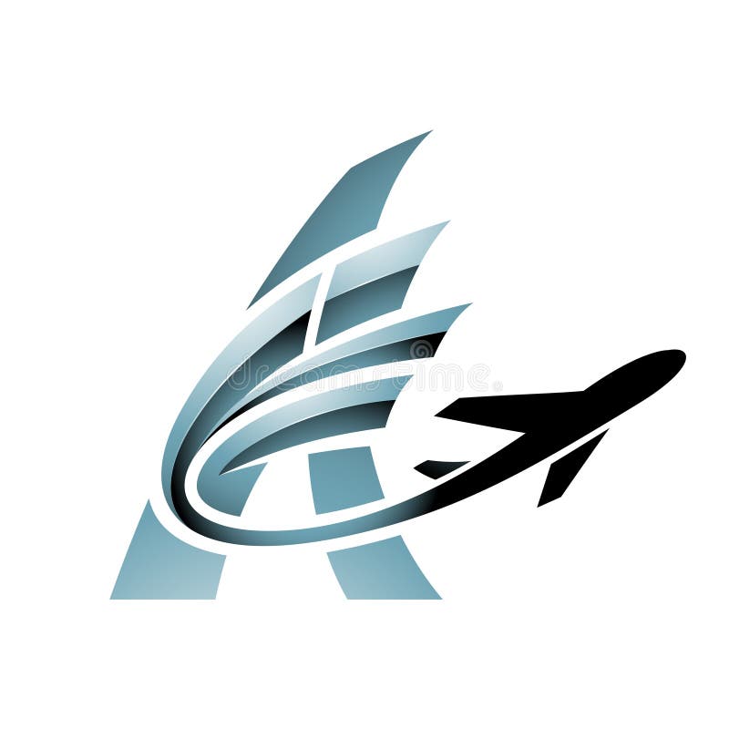 Airplane with Glossy Tail Flying Over a Grey Letter a Stock Vector ...