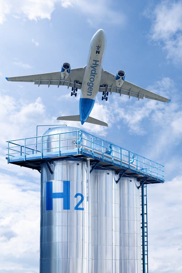 Airplane and Green Hydrogen Gas Tank Stock Image - Image of hydrogen ...