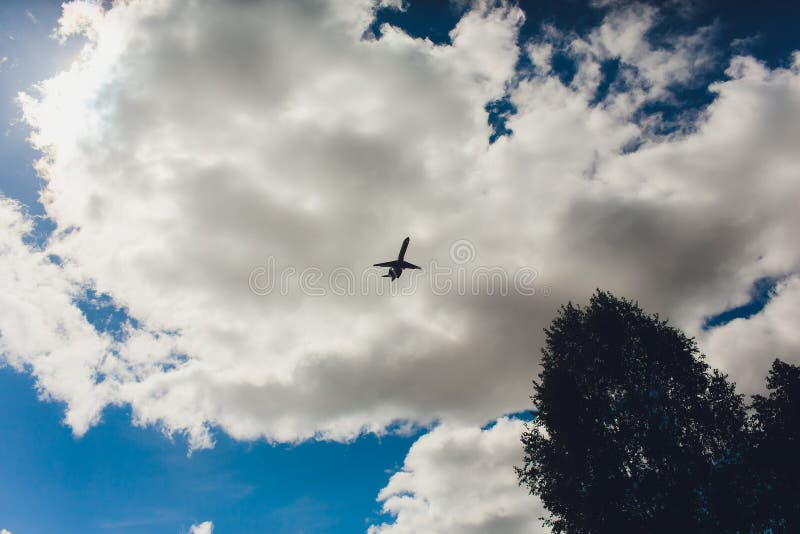 Airplane High Speed on the Clouds Sky. Stock Photo - Image of travel ...
