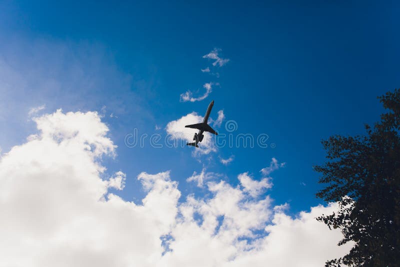 Airplane High Speed on the Clouds Sky. Stock Image - Image of business ...