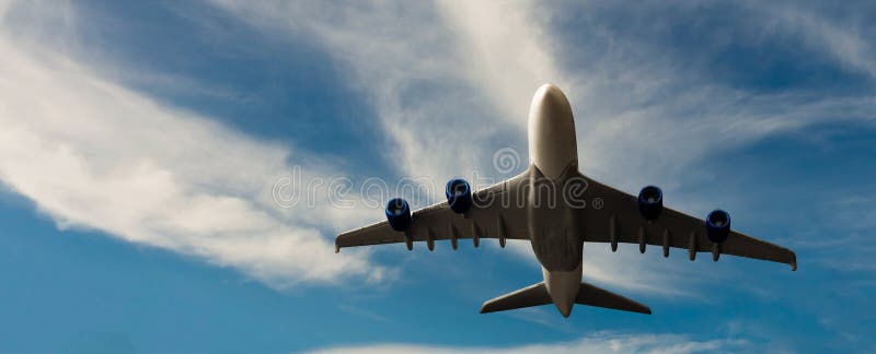Airplane High Speed on the Clouds Sky. Stock Photo - Image of ...