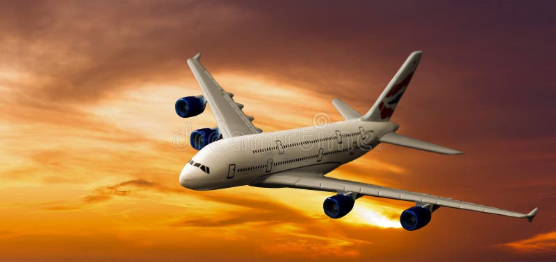 Airplane High Speed on the Clouds Sky. Stock Image - Image of altitude ...