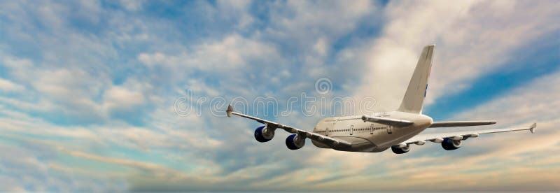Airplane High Speed on the Clouds Sky. Stock Photo - Image of high ...