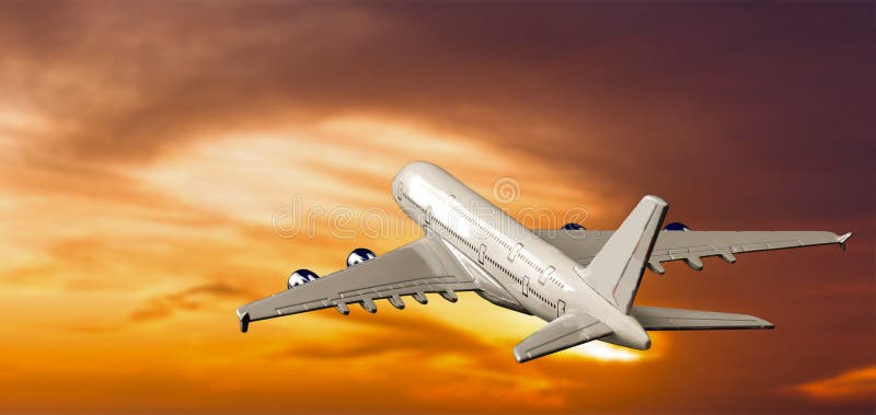 Airplane High Speed on the Clouds Sky. Stock Photo - Image of passenger ...