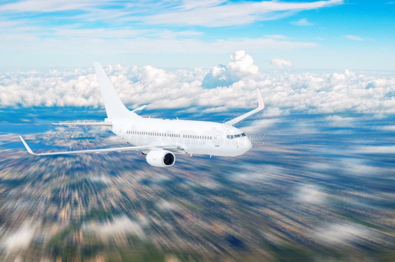 The Airplane at High Speed Flies Over the City. Stock Photo - Image of ...