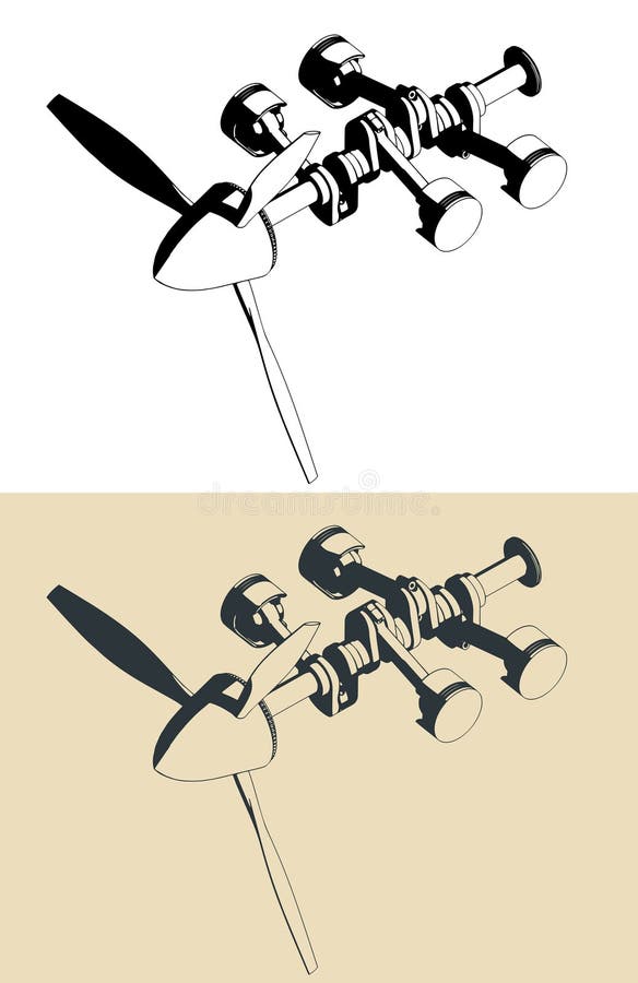 Airplane Horizontally Opposed Engine Crankshaft and Pistons Stock ...