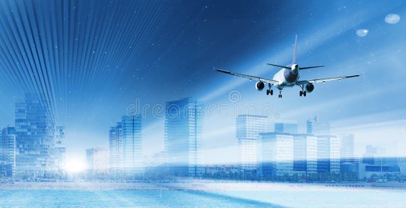 Airplane hovering highly stock photo. Image of cloud - 156912512