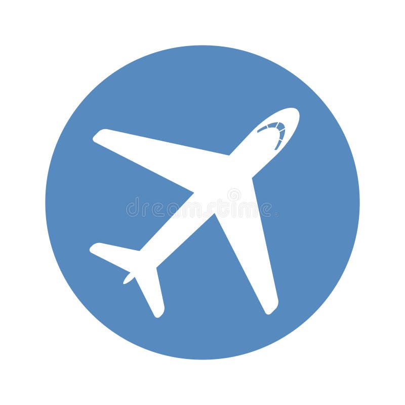 Airplane Icon Placed in Blue Circle Stock Vector - Illustration of bend ...