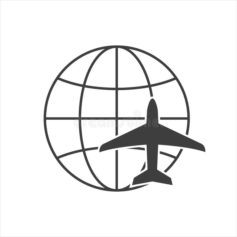 Airplane Icon Around the World Stock Vector - Illustration of vector ...