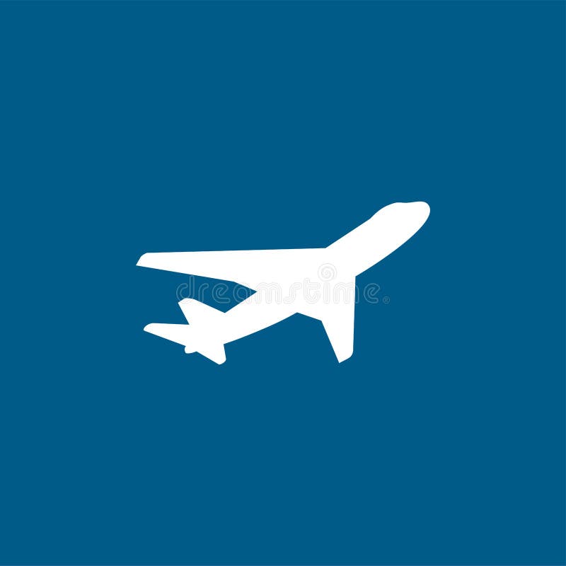 Airplane Icon on Blue Background. Blue Flat Style Vector Illustration ...