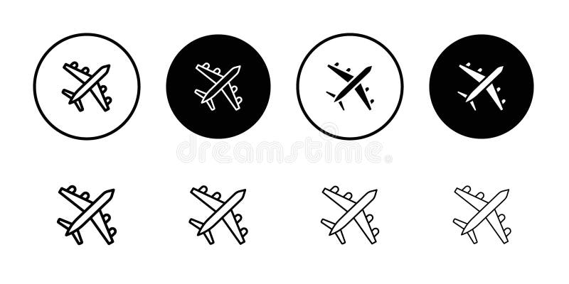 Airplane Icon Flat Fill Set Collection Stock Vector - Illustration of ...