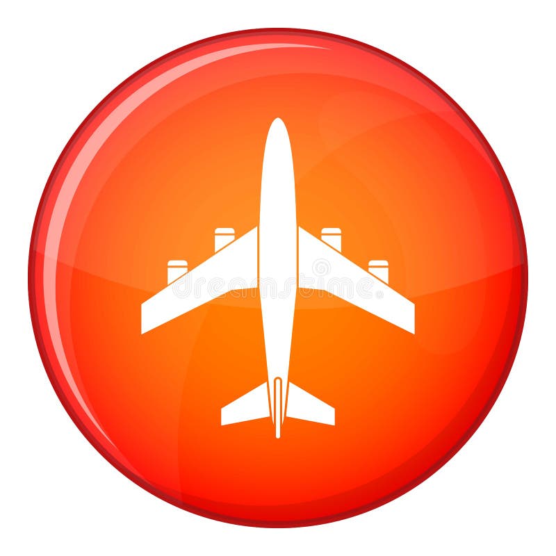 Airplane Red Icon On White Background. Red Flat Style Vector ...