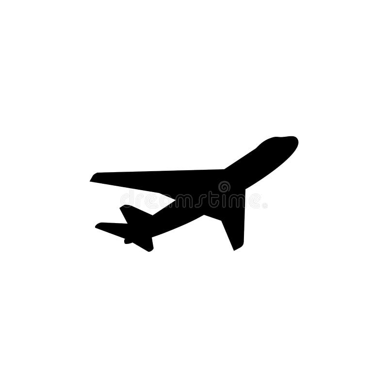 Airplane Flat Icon on Black Background. Black Style Vector Illustration ...