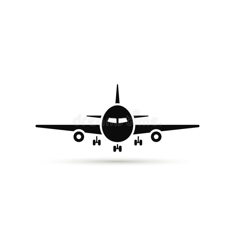 Airplane Icon Front View in Flat Style, Vector Plane Simple Black ... Airplane Icon Front View in Flat Style, Vector Plane Simple Black ...
