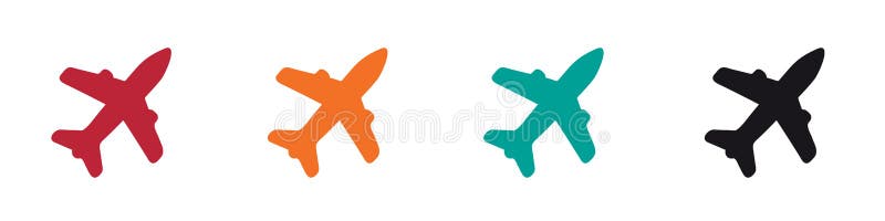 Airplane Icon Set - Colorful Vector Illustrations - Isolated on White ...