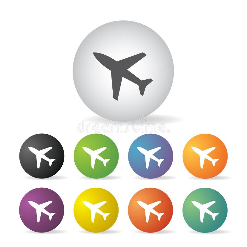 Airplane icon set stock vector. Illustration of glossy - 89764957