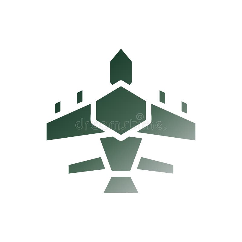 Airplane Icon Solid Gradient Green White Colour Military Symbol Perfect ...