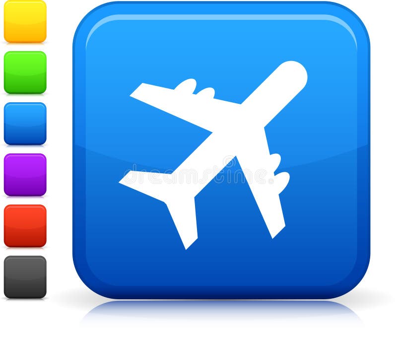 Airplane Icon on Square Internet Button Stock Illustration ...
